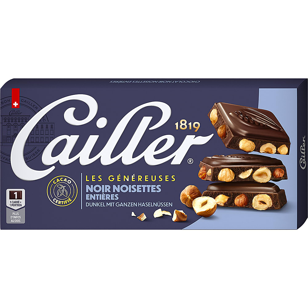 Achat Cailler · Tablette de chocolat · Noir, crémant, noisettes ...