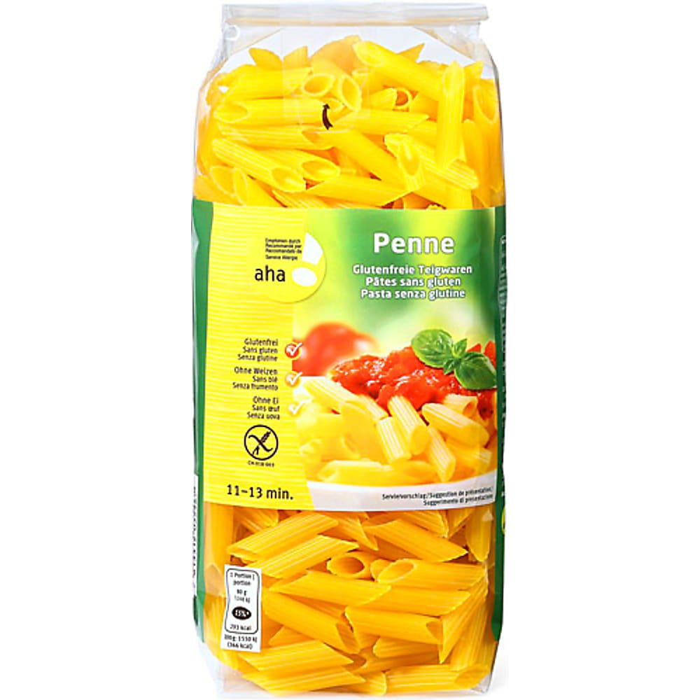 Acquista aha! · Pâtes sans gluten · Penne • Migros