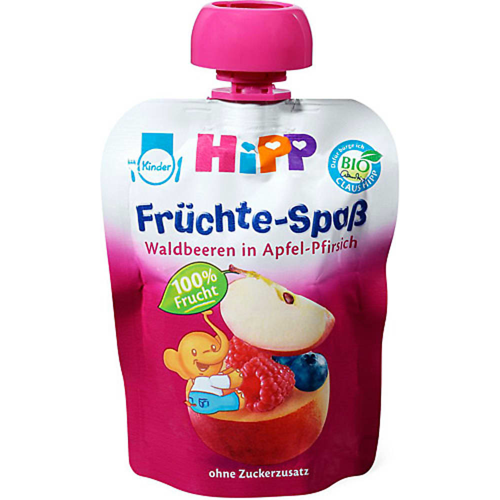 Buy HiPP · Gourde Pommes Pêches Fruits des bois · Dès 1 an • Migros