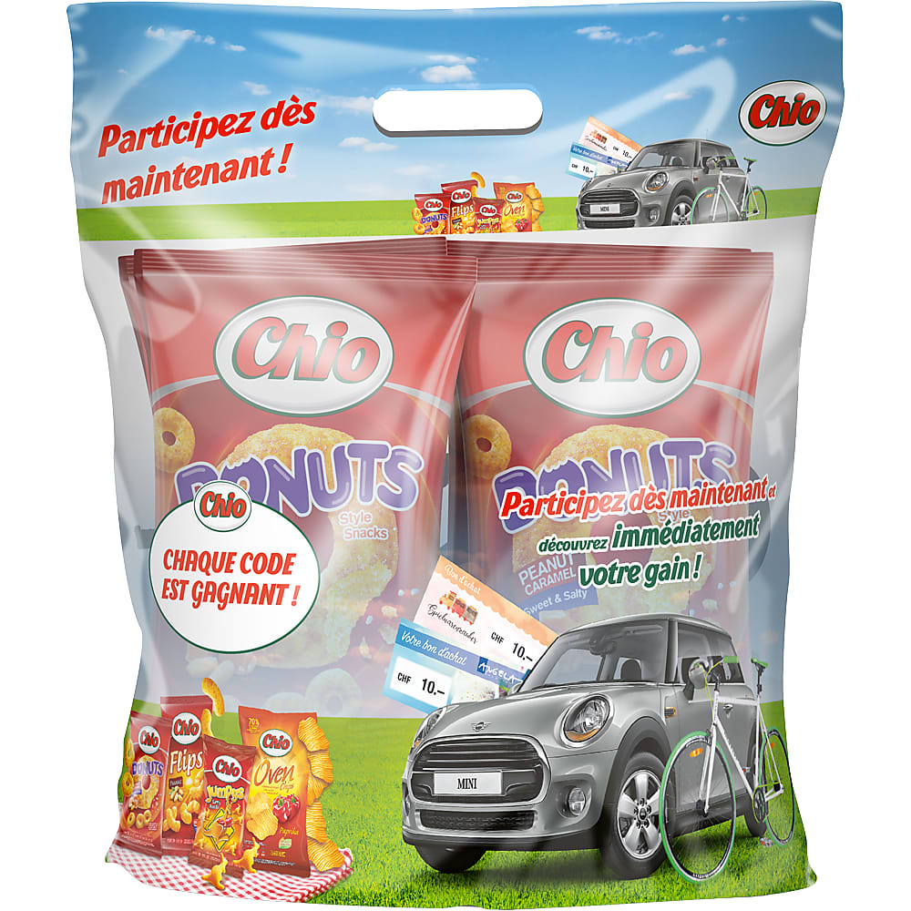 Buy Chio Donuts · Corn snack · with peanut-caramel sugar topping • Migros