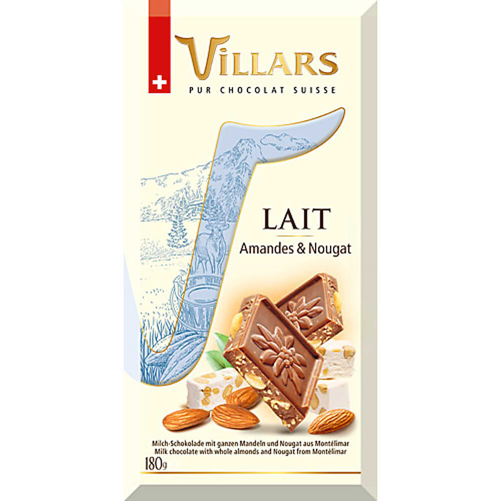 Villars · Tablette de chocolat · Au lait, amandes & nougat de ...