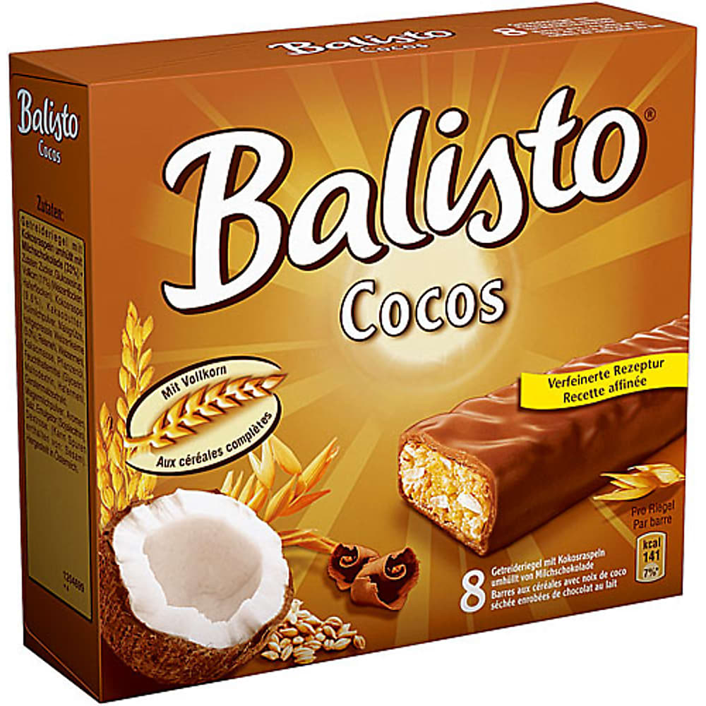 Balisto · Barres aux céréales avec chocolat · Cocos • Migros