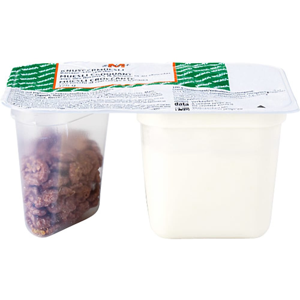 M-Budget · Joghurt mit Banane und Schokoladenflakes · Knuspermüesli ...