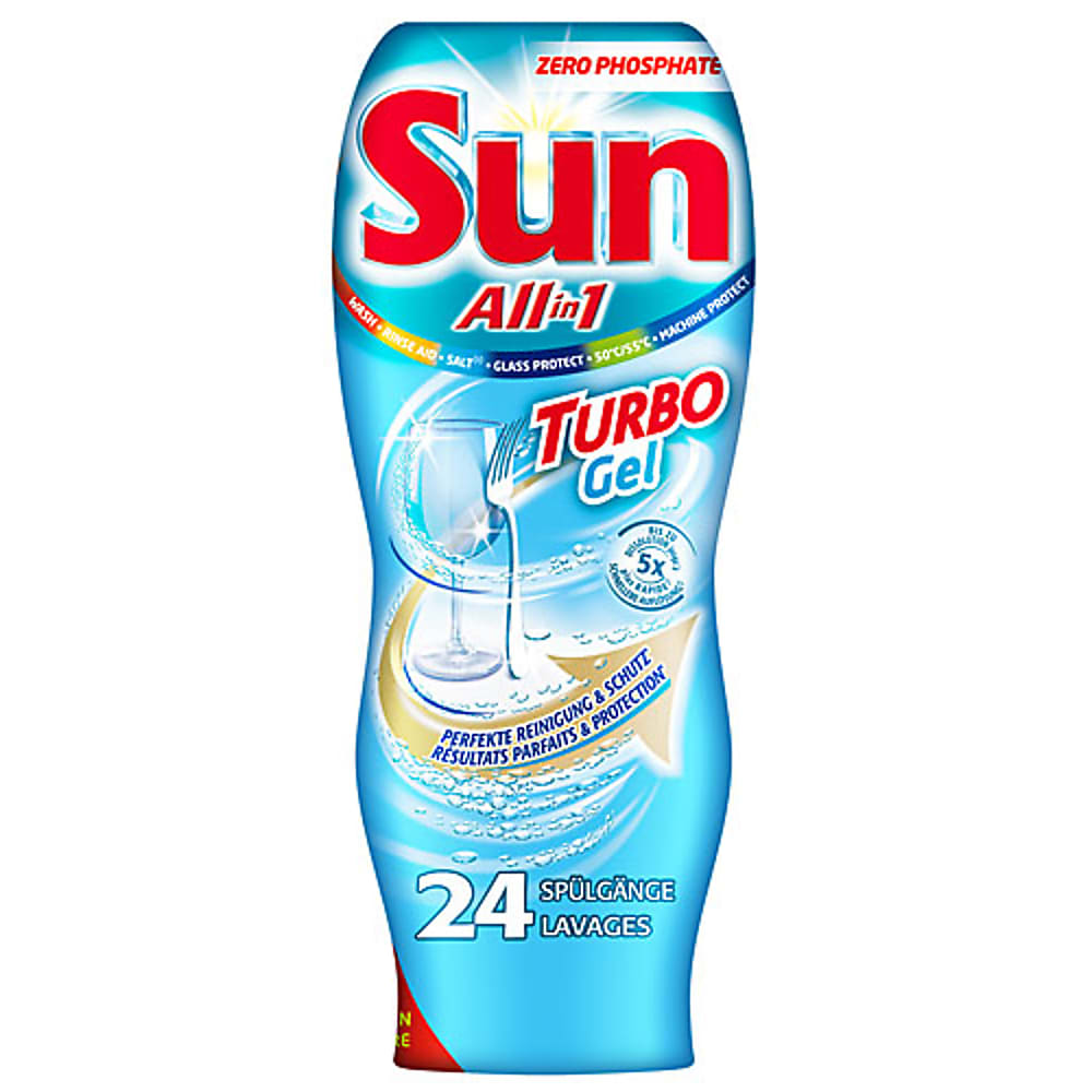Sun All-in-1 · Gel concentré pour lave-vaiselle · Turbo Gel • Migros