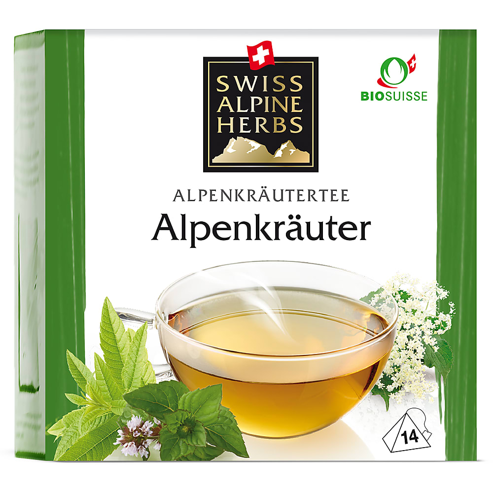 Swiss Alpine Herbs · Infusion Bio · Herbes des Alpes • Migros