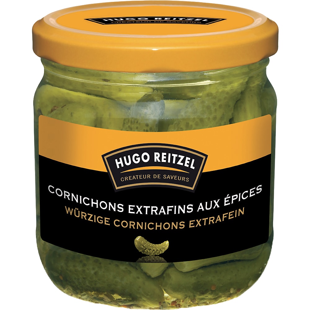 Hugo Reitzel · Gherkins extra fine with herbs • Migros