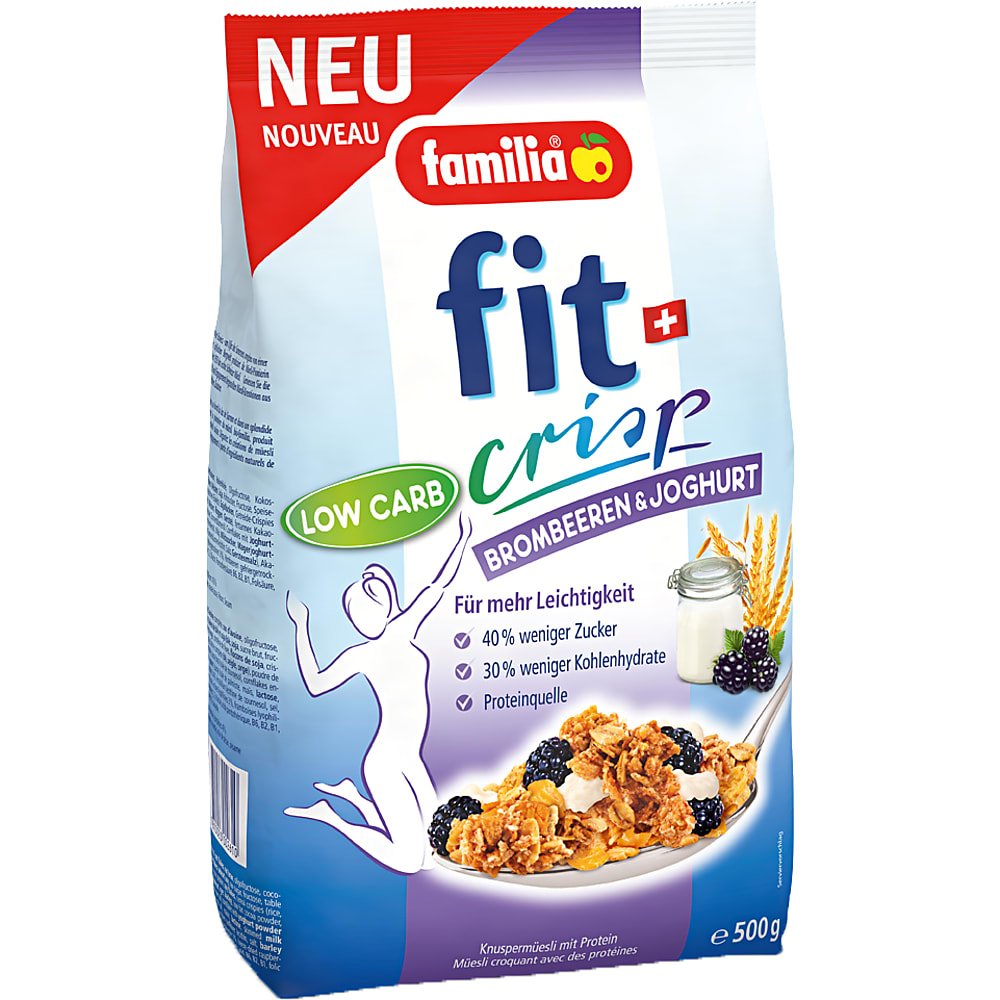 Familia Fit Crisp · Müesli croquant avec des protéines · Mûres et ...