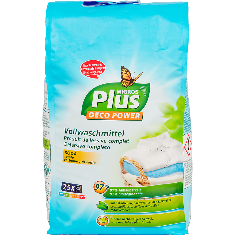 Migros Plus Oeco Power · Waschpulver · 25 Waschgänge, mit natürlichem ...