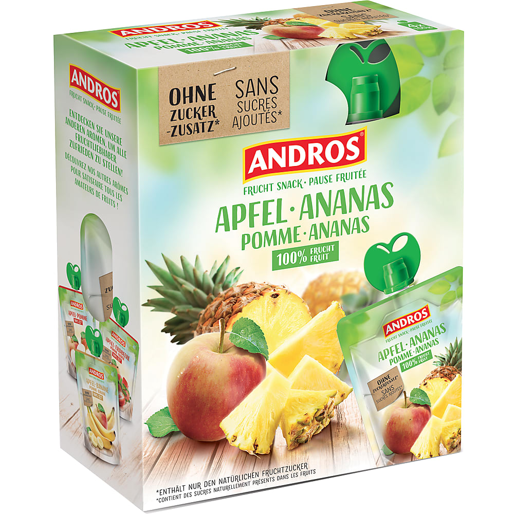 Andros · Compotes with no added sugar · Apple-Pineapple • Migros