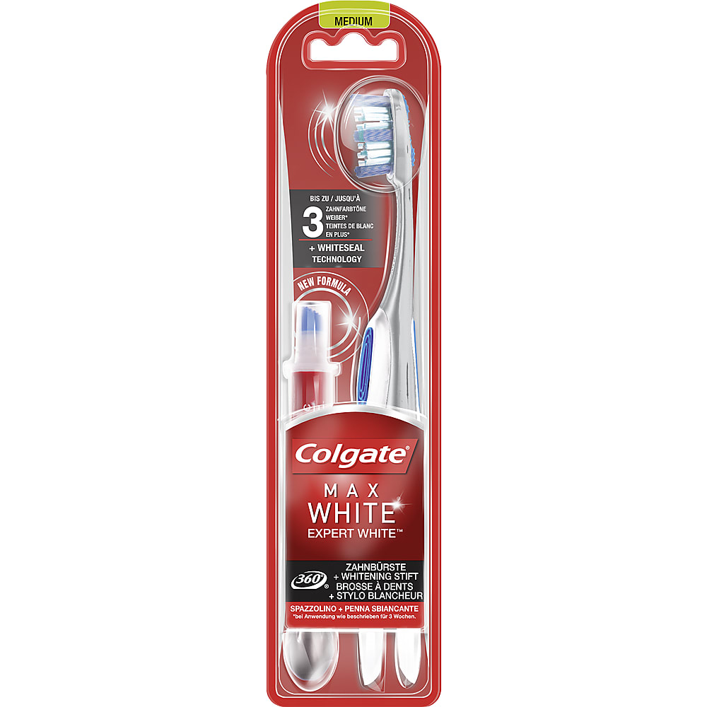 Colgate Max White Expert · Zahnbürste mit Whitening Stift · Medium • Migros
