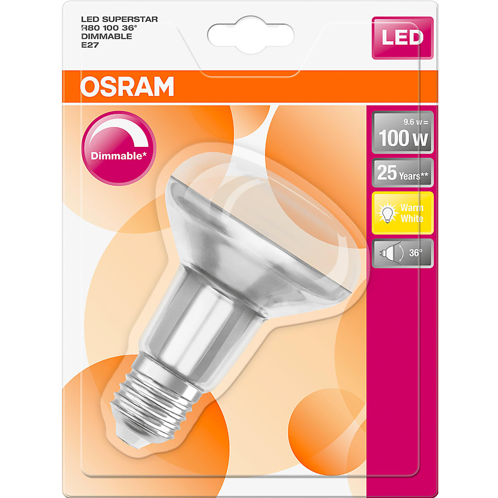 Osram LED SUPERSTAR · Lamp R80 · 100W - E27 Warm White, Dimmable • Migros