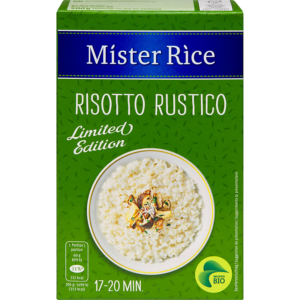 Mister Rice · Organic risotto rice · Rustico • Migros