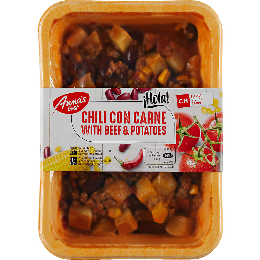 Anna's Best · chili con carne · with beef &potatoes • Migros
