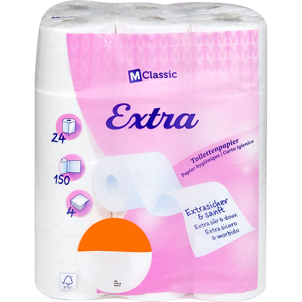 M-Classic Extra · Toilettenpapier · 4-lagig, 150 Blatt • Migros