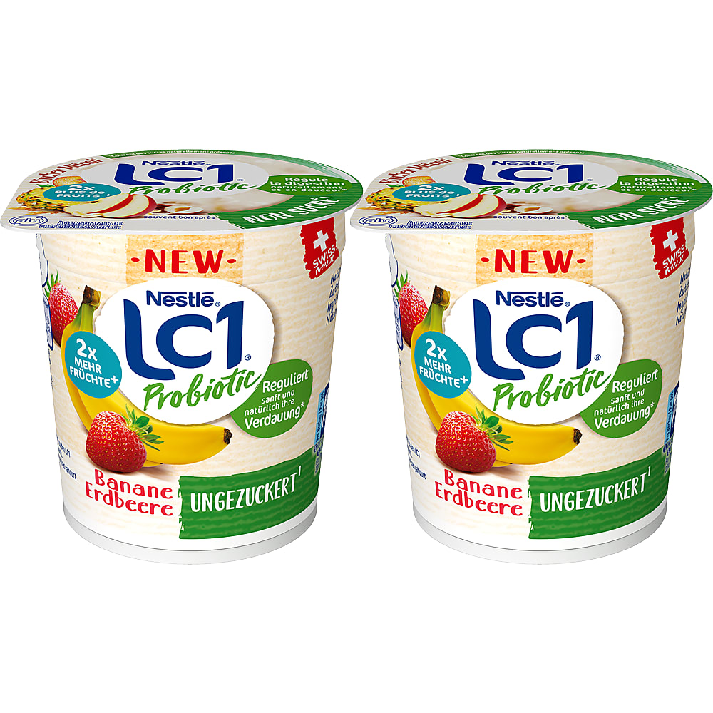 LC1 · Yogurt · Strawberry-Banana unsweetened • Migros