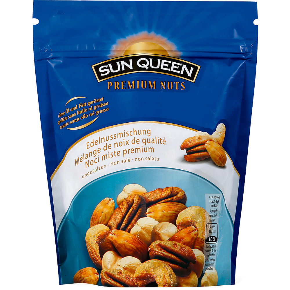 Sun Queen Premium Nuts · Gourmet nut mixture · Unsalted • Migros