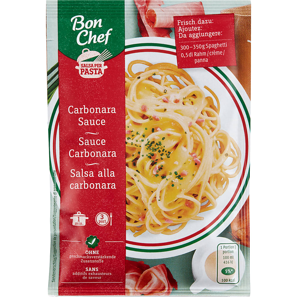 Bon Chef Salsa · Carbonara sauce · eggs, cream and bacon, for pasta ...