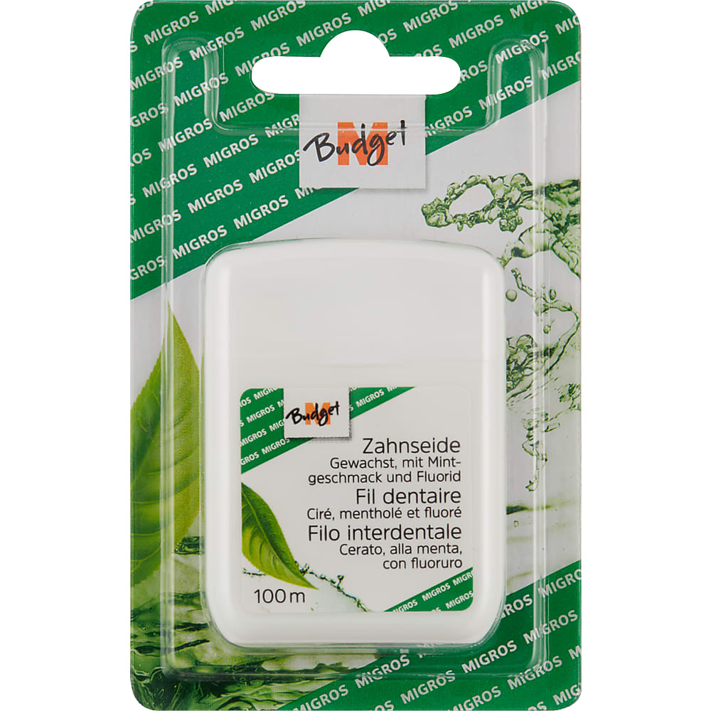 M-Budget · Zahnseide · Gewachst, mit Minzegeschmack und Fluorid • Migros
