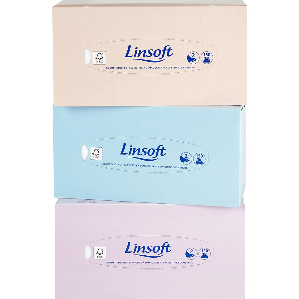 Linsoft · Cosmetic tissues · 3 x 150 sheets, 2 ply • Migros
