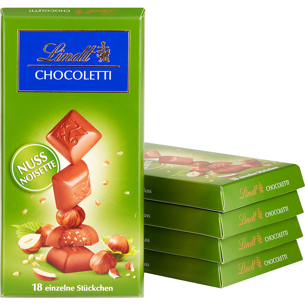 Lindt Chocoletti · Carrés de chocolat au lait fourrés praliné · et ...