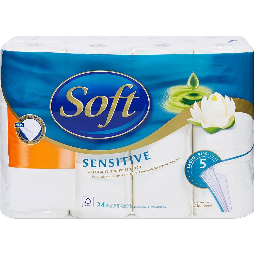 Soft Sensitive · Toilet paper · 5 ply - With Aloe Vera • Migros