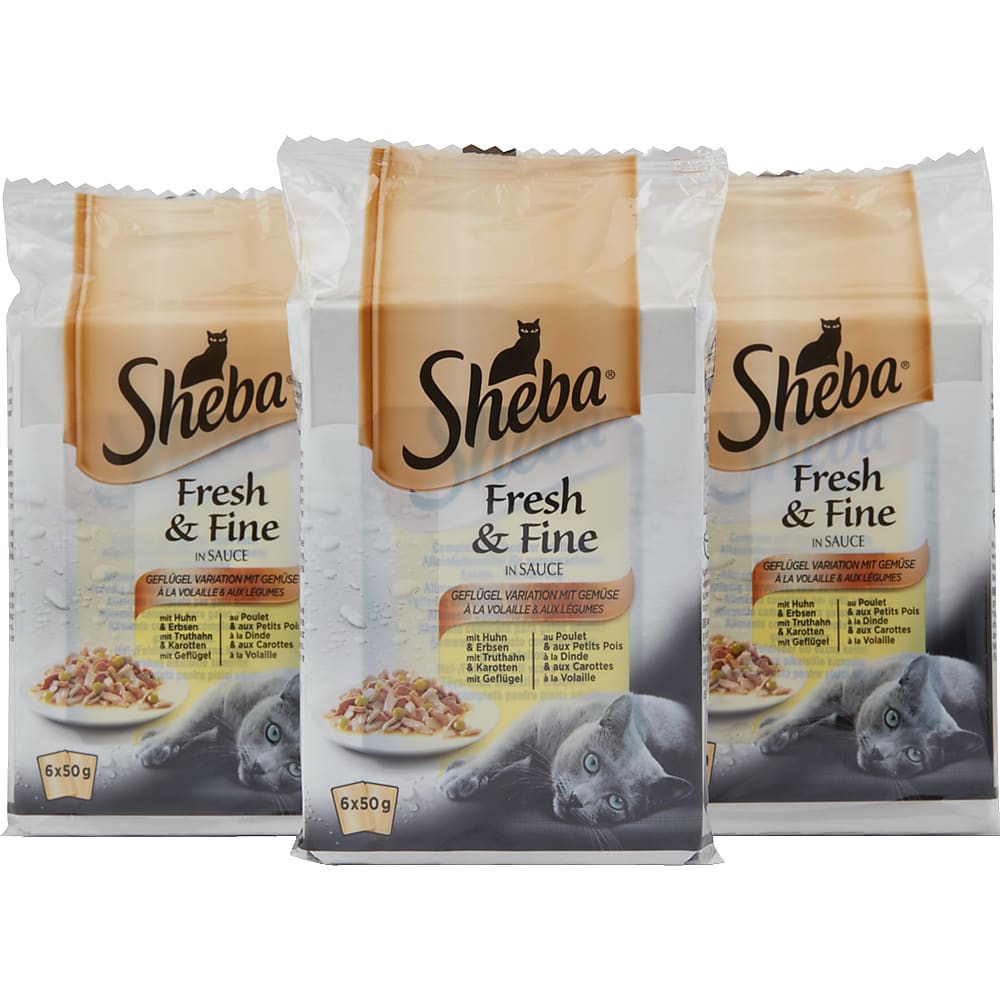 Sheba Fresh & Fine · sliced in sauce · poultry & vegetables • Migros