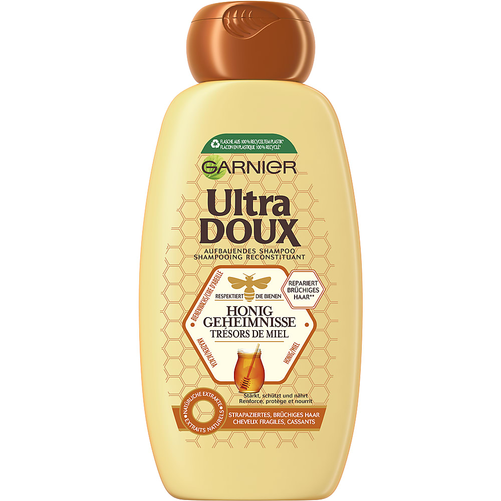 Garnier Ultra Doux · Shampoo restorative · Honey and propolis • Migros