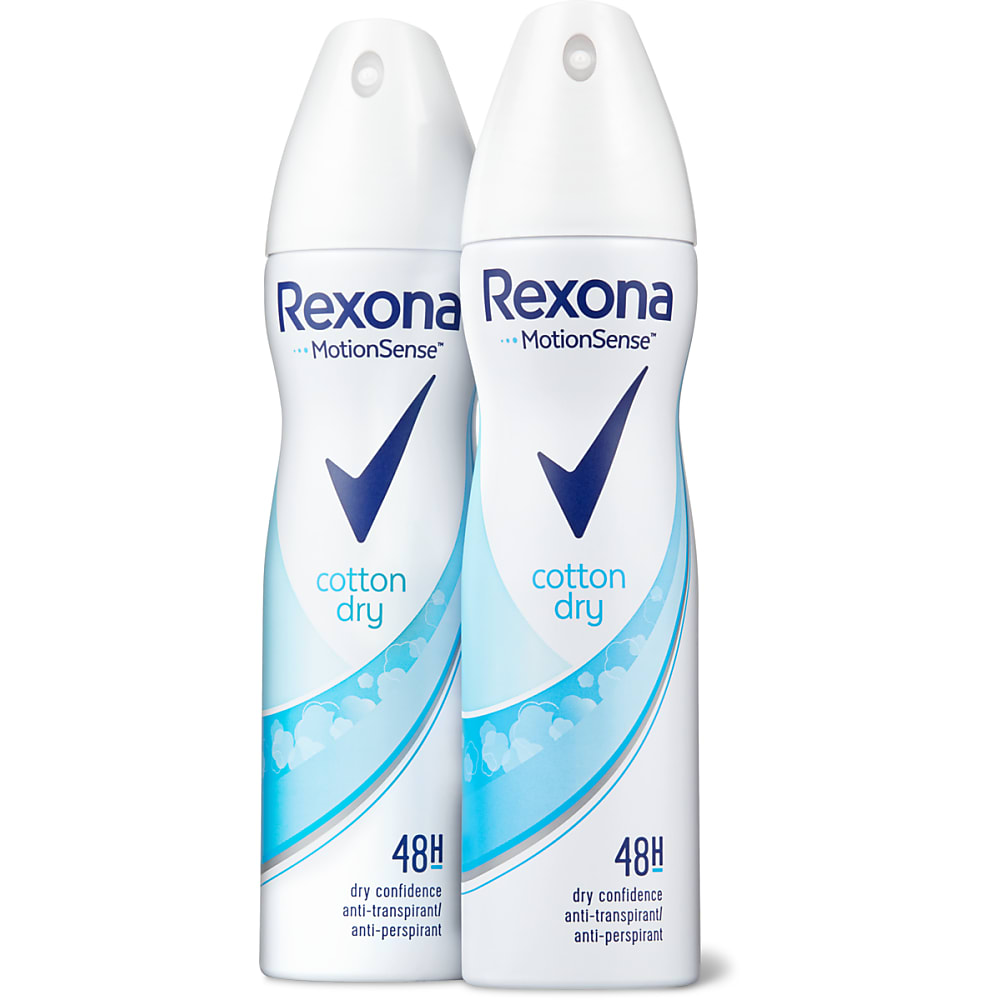 Rexona Cotton Dry · Spray deodorant · 48h, 0% alcohol • Migros