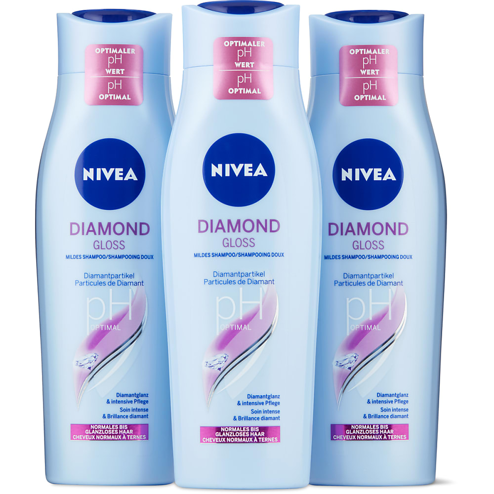 Nivea Diamond Gloss · Gentle shampoo · Normal to dull hair • Migros
