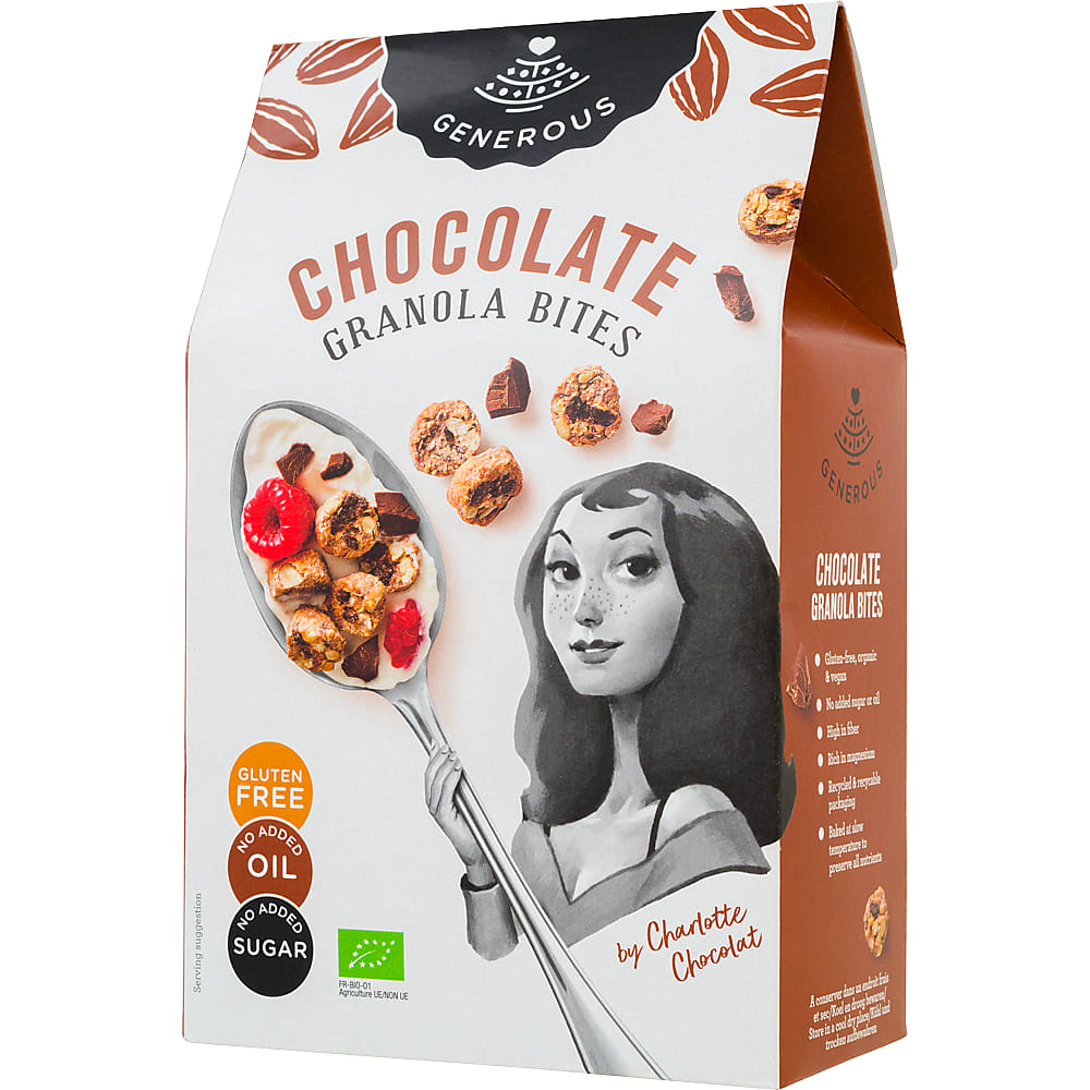 Generous · organic granola · chocolate • Migros