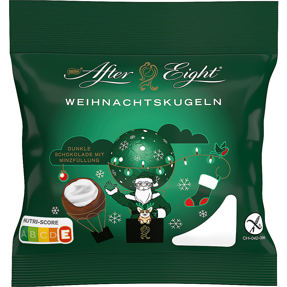 After Eight · Boules de chocolat · fourrées à la menthe • Migros