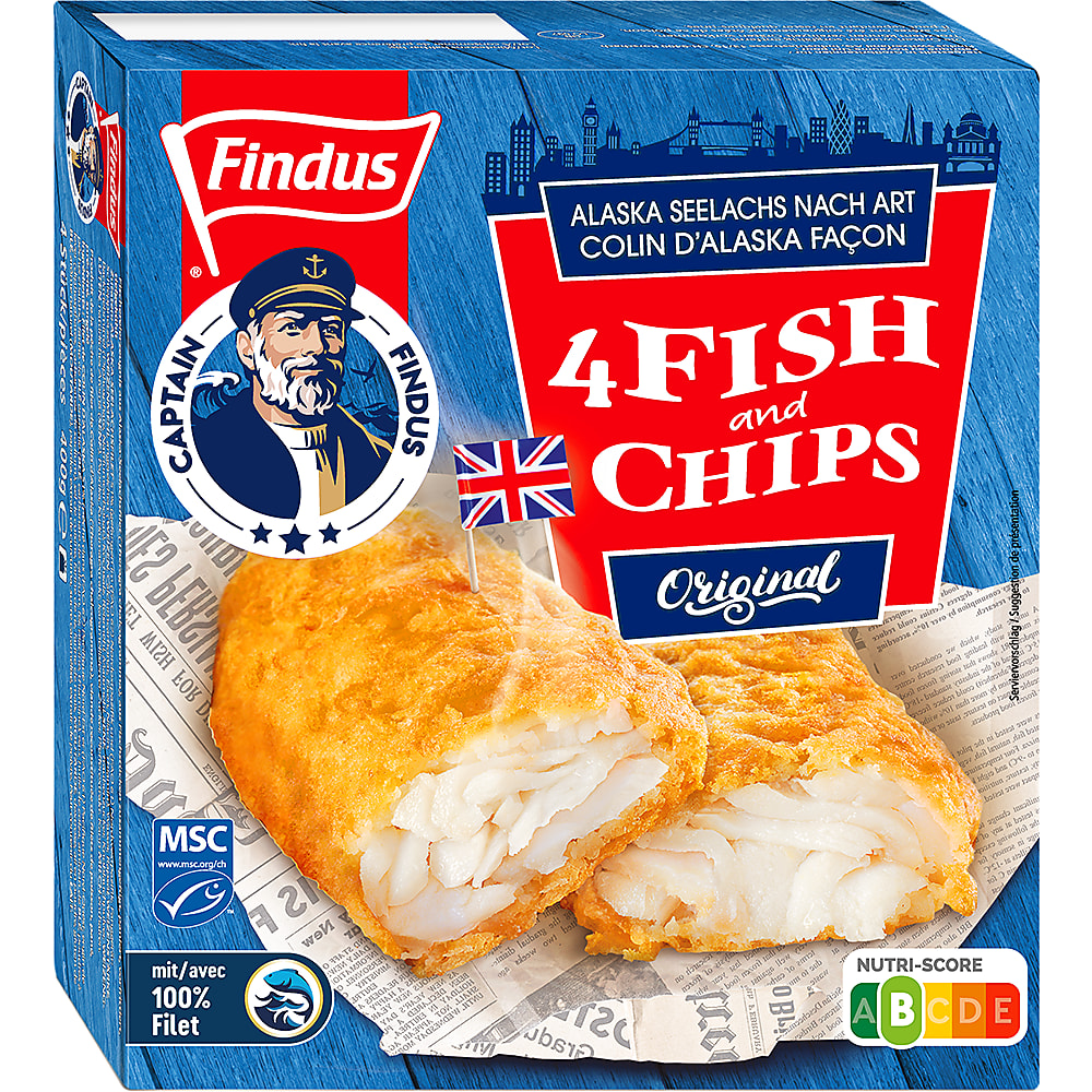 Findus MSC · Panierte Fischfilets · 4 Fish & Chips Original • Migros