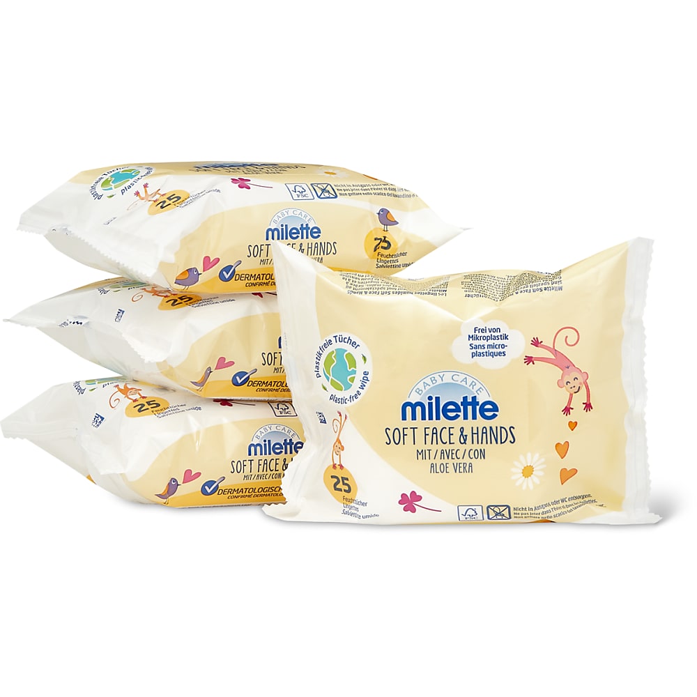 Milette Baby Care · Lingettes humides pour bébé · Soft Face & Hands ...