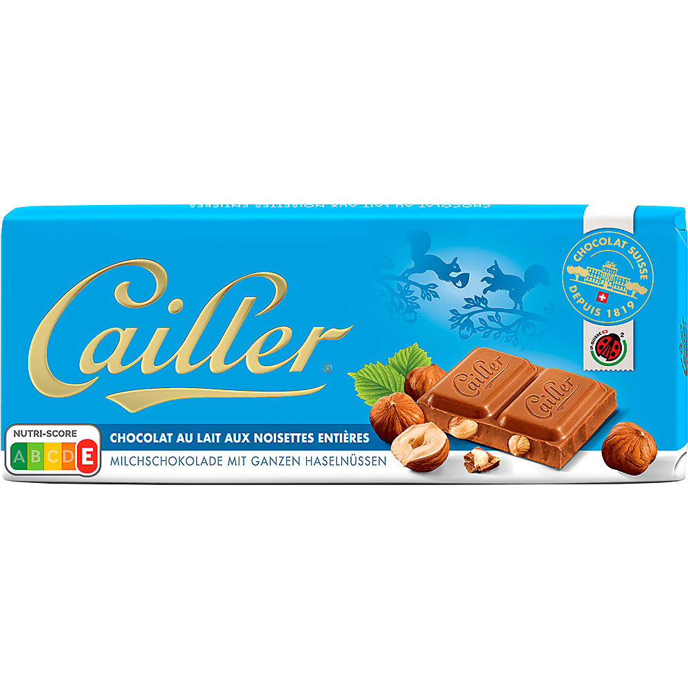 Cailler Chocolate bars Milk chocolate with whole hazelnuts Migros