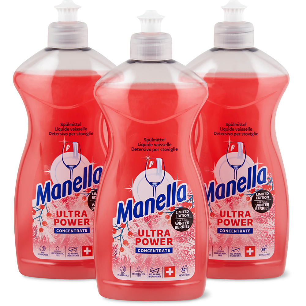 Manella Ultra Power · Washing-up liquid · Winter berries • Migros