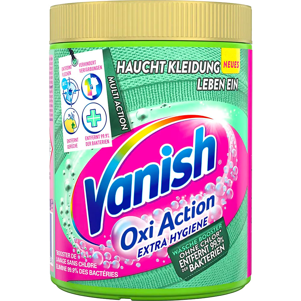 Vanish Oxi Action · Stain remover powder · Extra hygiene • Migros