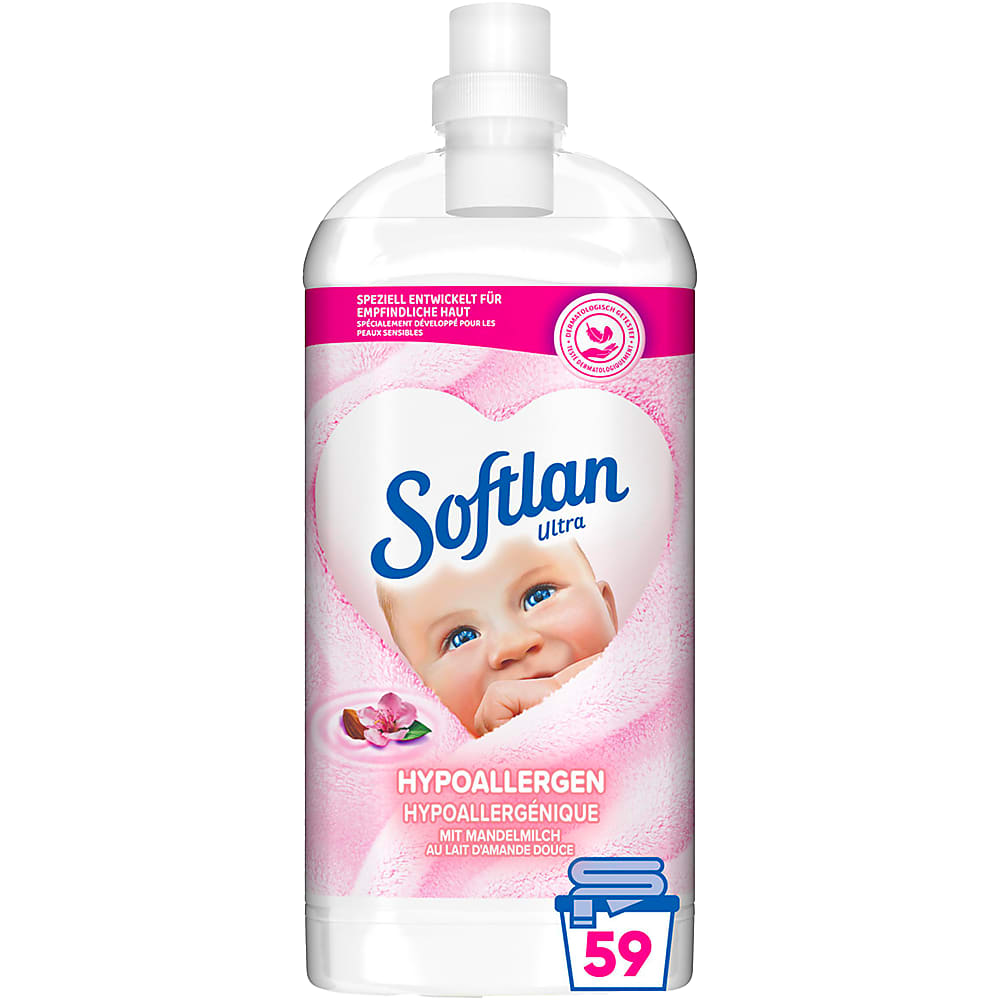 Softlan Ultra · Fabric softener · 59 wash cycles, Sweet almond milk ...