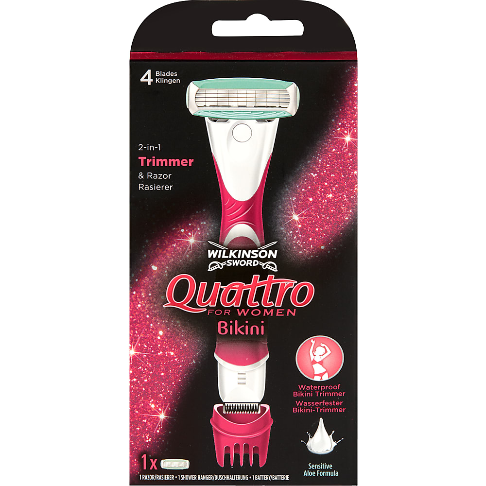 Wilkinson Quattro for women · Razor + Bikini Trimmer · Papaya & Pearl ...