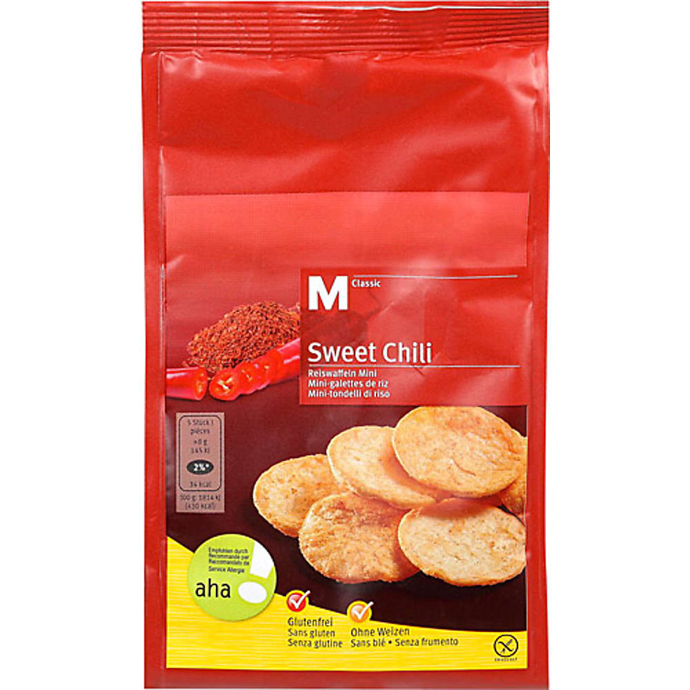 M-Classic aha! · Mini-Reiswaffeln · Mild Chili • Migros Online