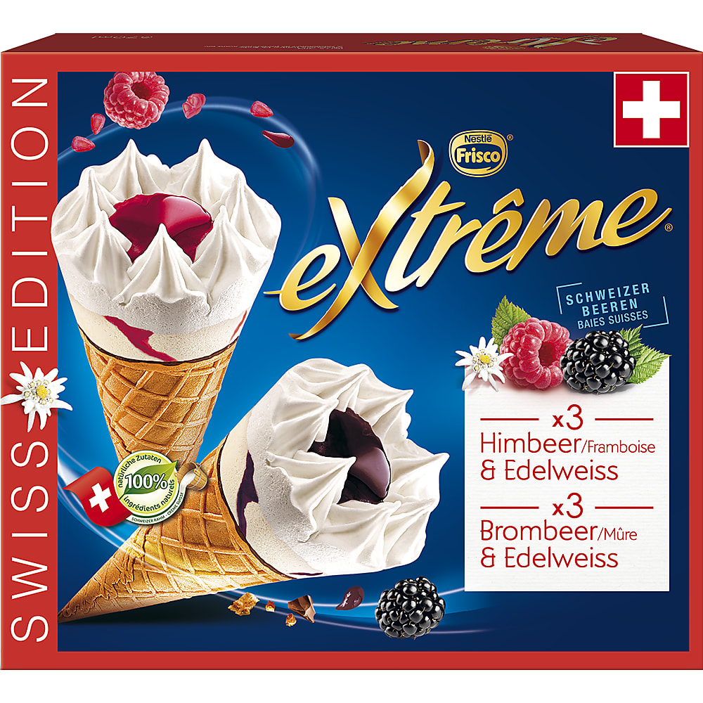 Nestlé Frisco Extrême · Cornet · Swiss Edition - 3x Müre-Edelweiss, 3x ...