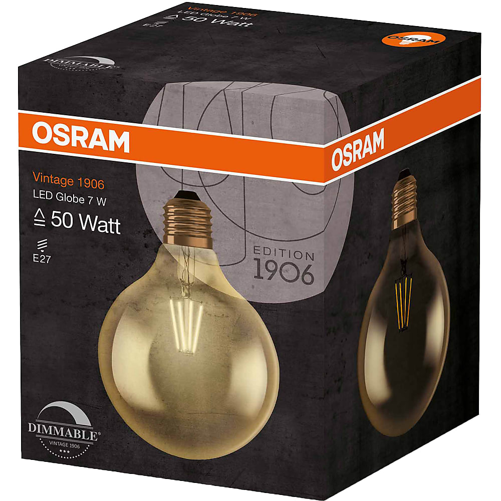 Osram LED · Ampoule Globe Vintage 1906 · 7W = 54W - E27 Or clair ...