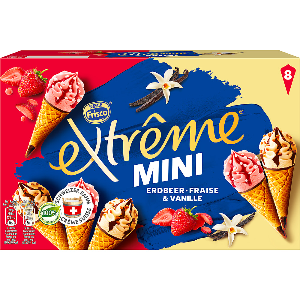 Frisco Extrême Mini · Ice cream cone · 4x vanilla, 4x strawberry ...