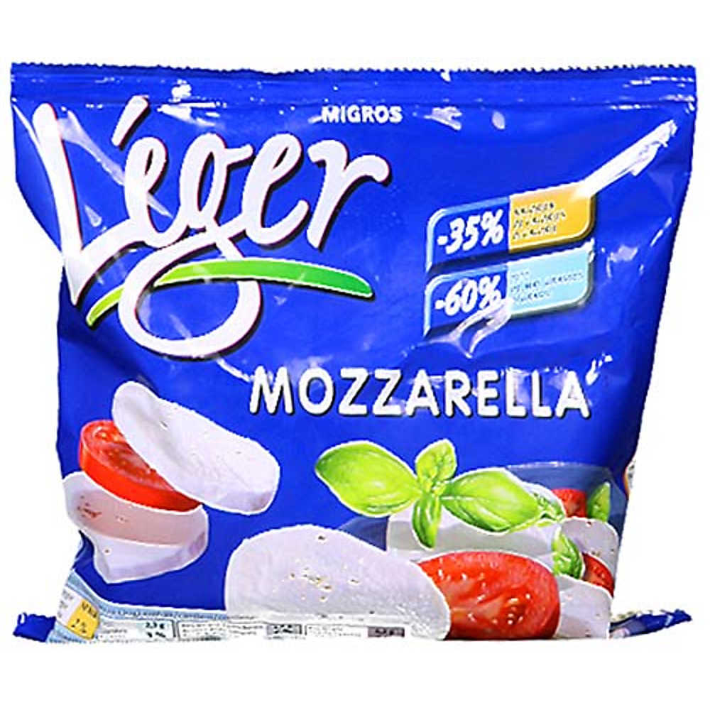 Léger Mozzarella · Fromage frais suisse, 1/4 gras, au lait pasteurisé ...