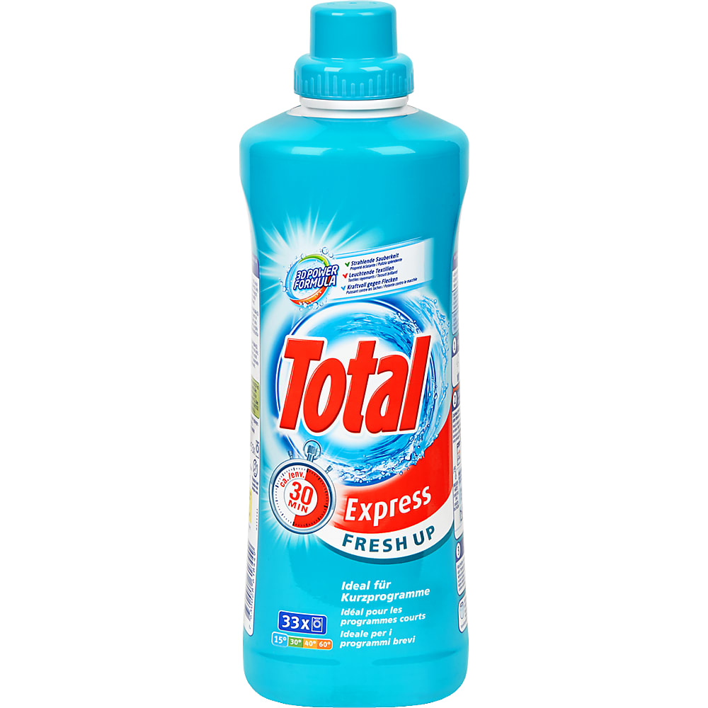 Total Express · Colour detergent · Fresh up • Migros