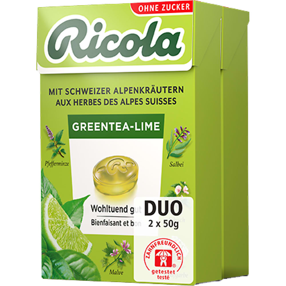 Ricola · Herbal sweets · Green tea - Lime • Migros Online