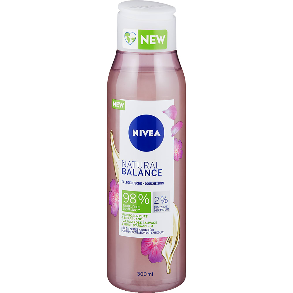 Nivea Natural · Shower care · Wild rose and argan oil • Migros