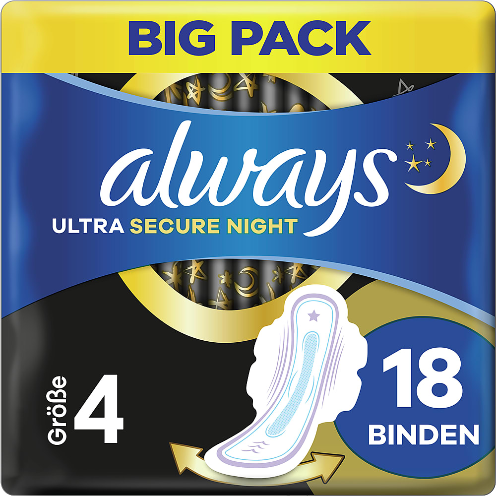 Always Ultra Secure Night · Sanitary towels · Size 4 - With wings • Migros