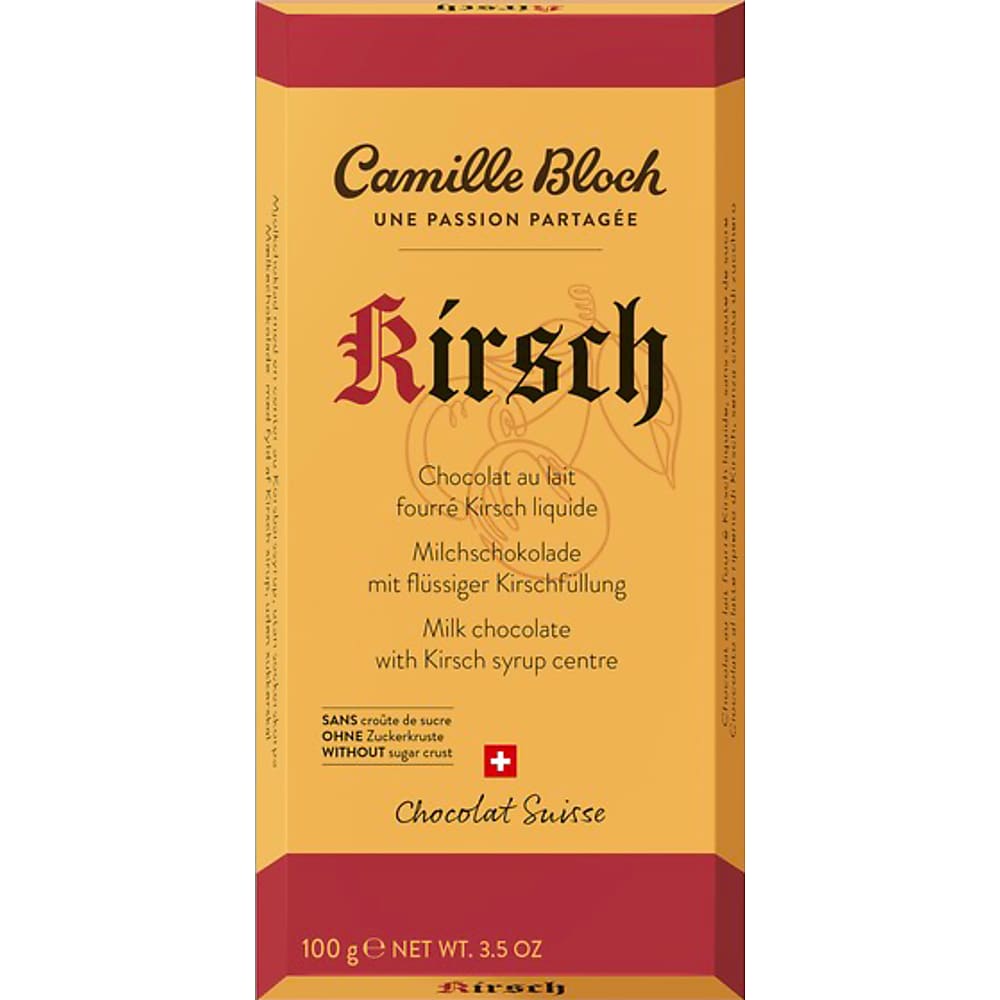 Camille Bloch Kirsch · Chocolat au lait · with Kirsch syrup centre ...