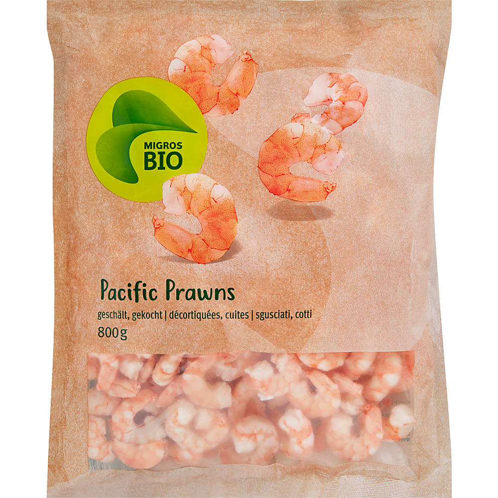 Buy Bio · Pacific Prawns · shelled, cooked • Migros