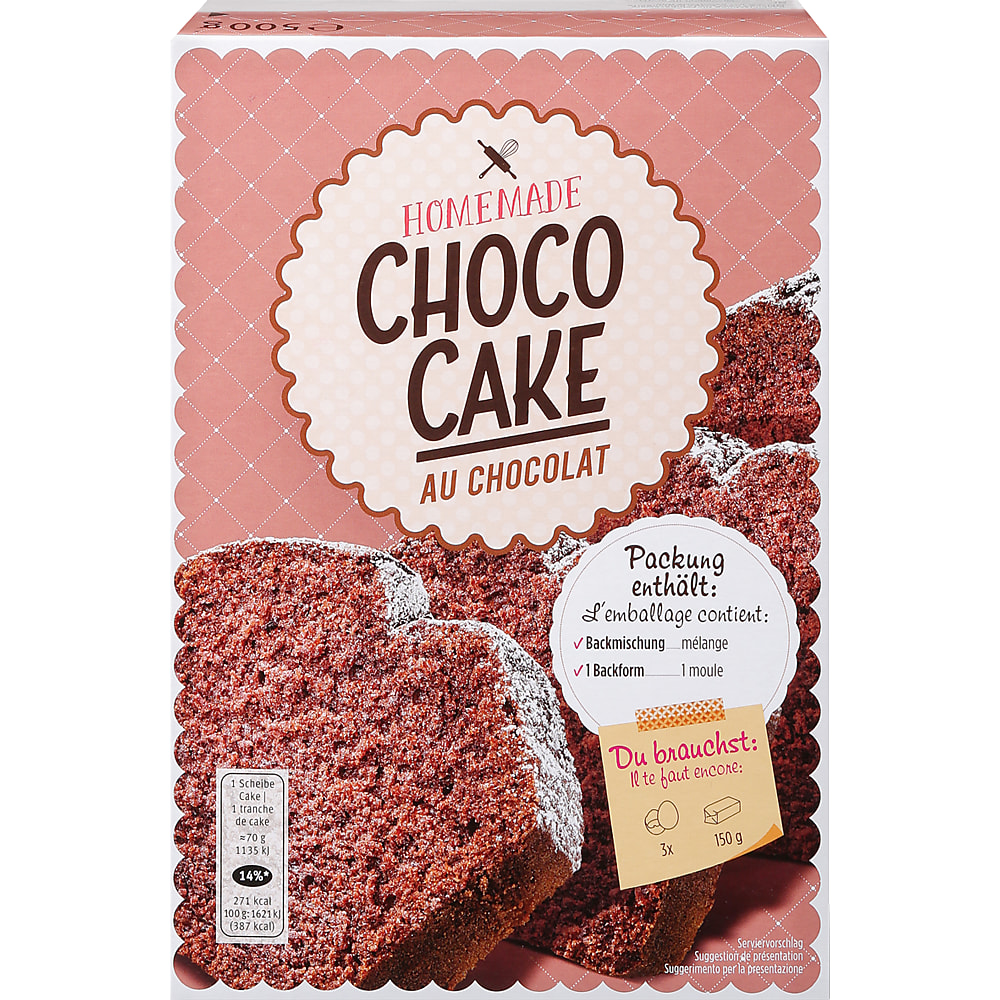 Buy Homemade · Baking mix for chocolate cake · with baking pan • Migros